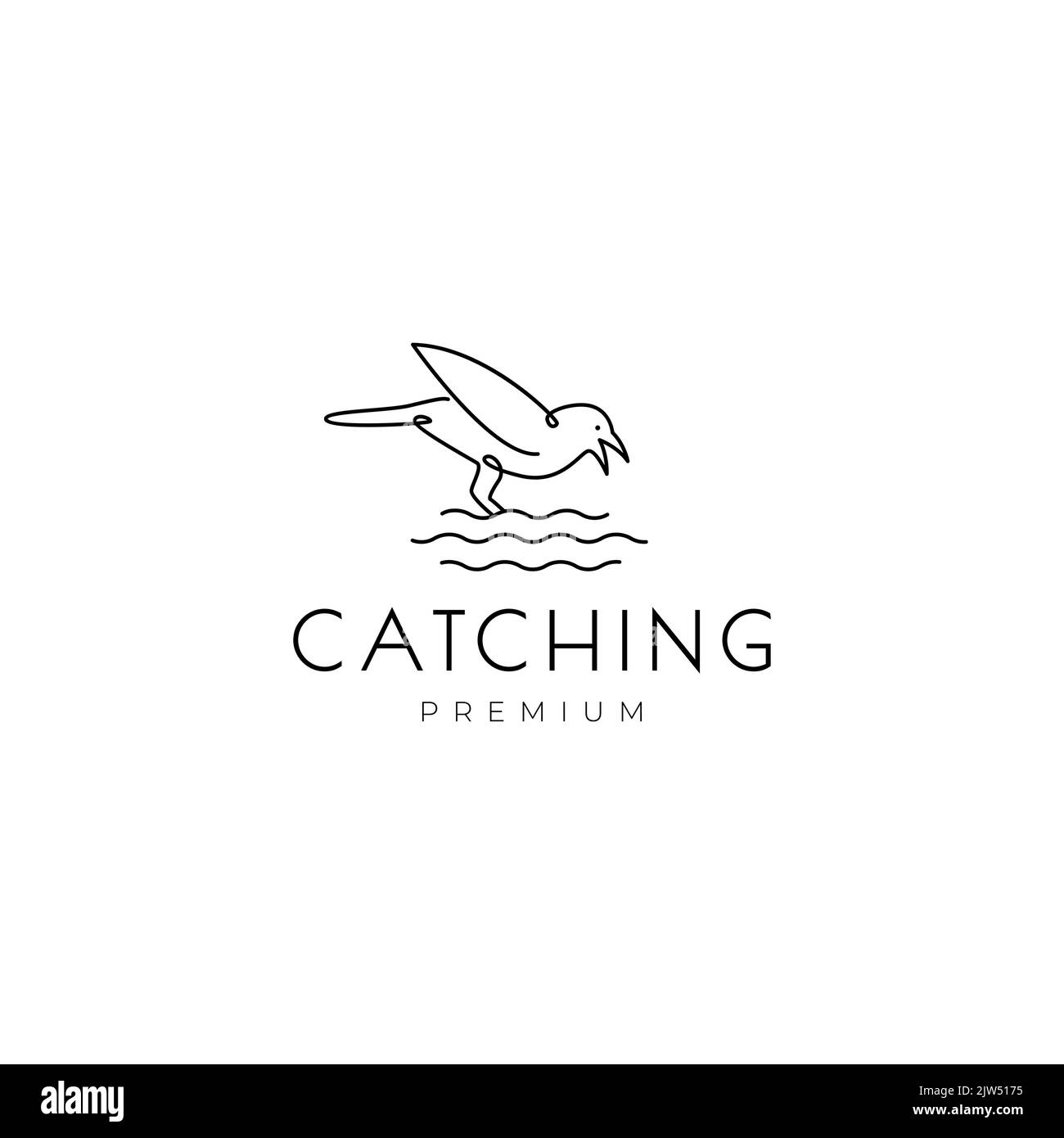 minimal bird catching fish logo design Stock Vector Image & Art - Alamy
