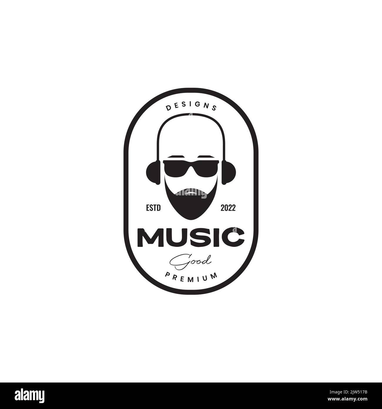 bearded man hearing headset vintage logo Stock Vector Image & Art - Alamy