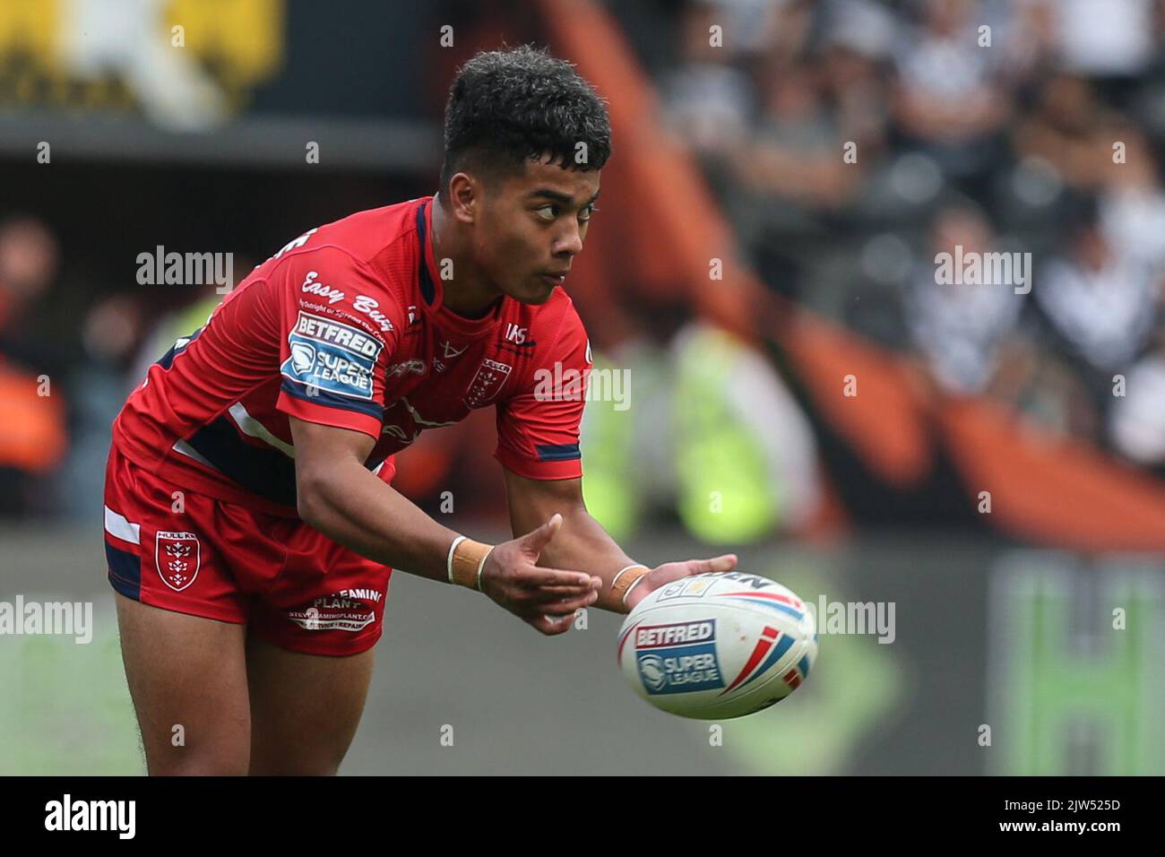 Phoenix Laulu-Togaga'e #29 of Hull KR gets his pass away during the ...
