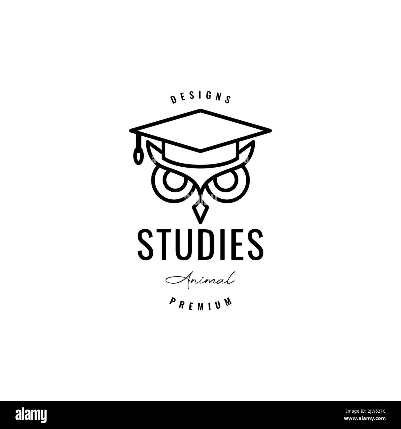head owl with graduation hat lines logo Stock Vector Image & Art - Alamy
