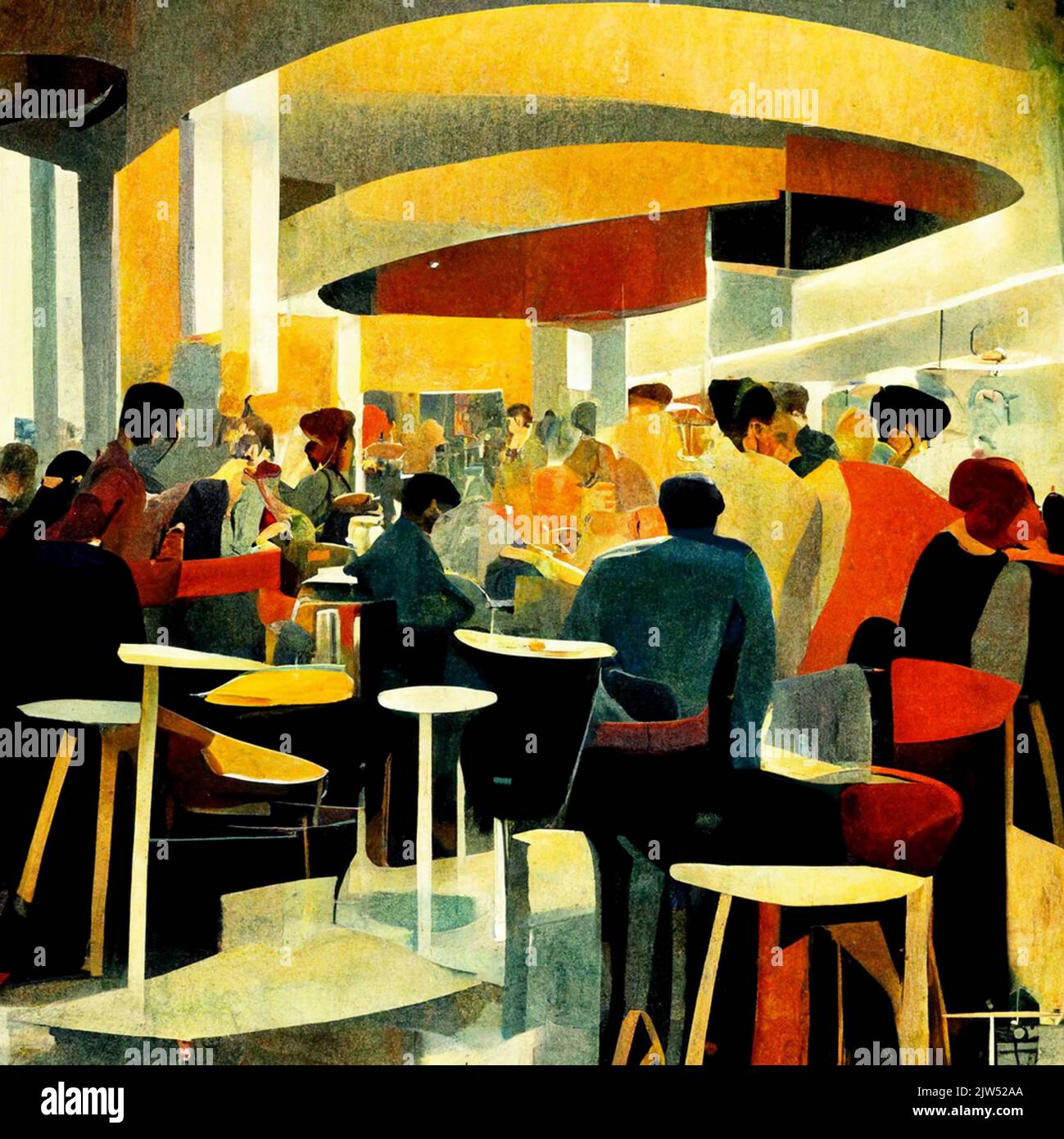 Men and women dressed in elegant clothing sitting at bar, talking and ...