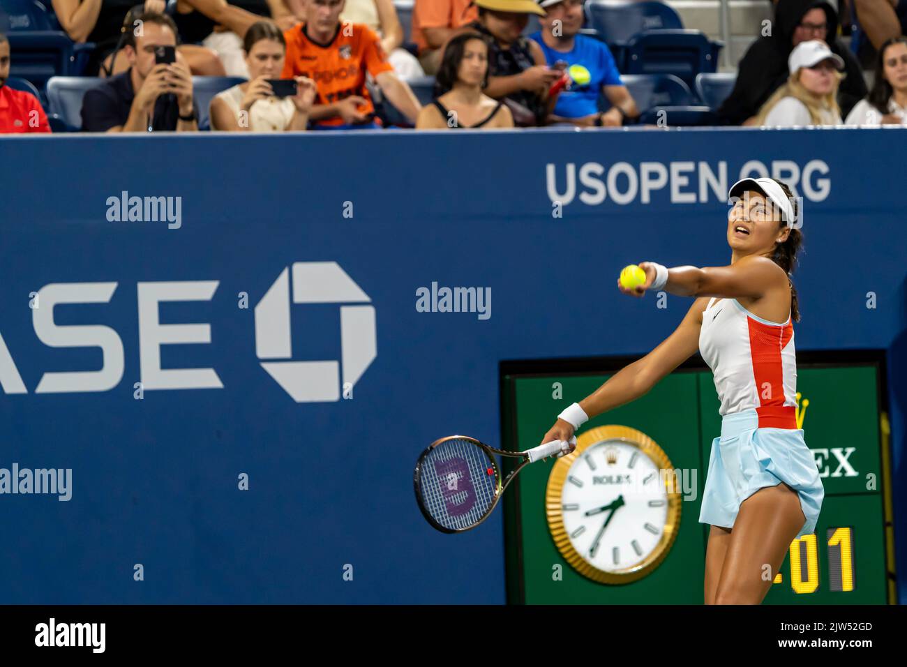 Emma Raducanu (GBR) during her first round loss at the 2022 US Open ...