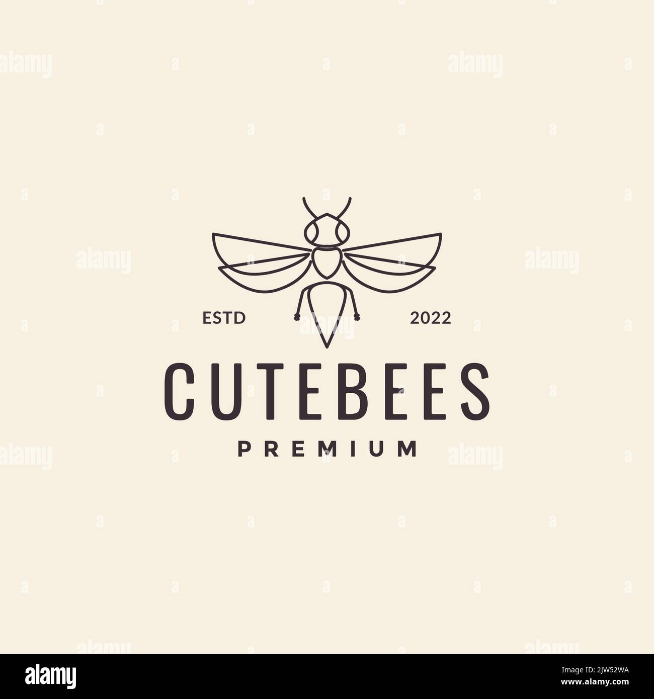 lines art minimal flying honey bee logo design Stock Vector Image & Art ...