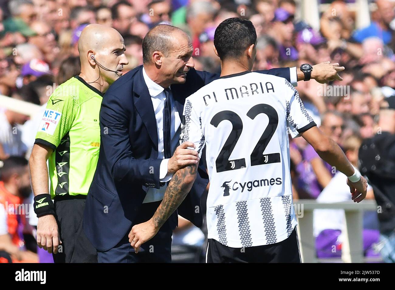3rd September 2022; Juventus trainer Massimiliano Allegri chats to ...