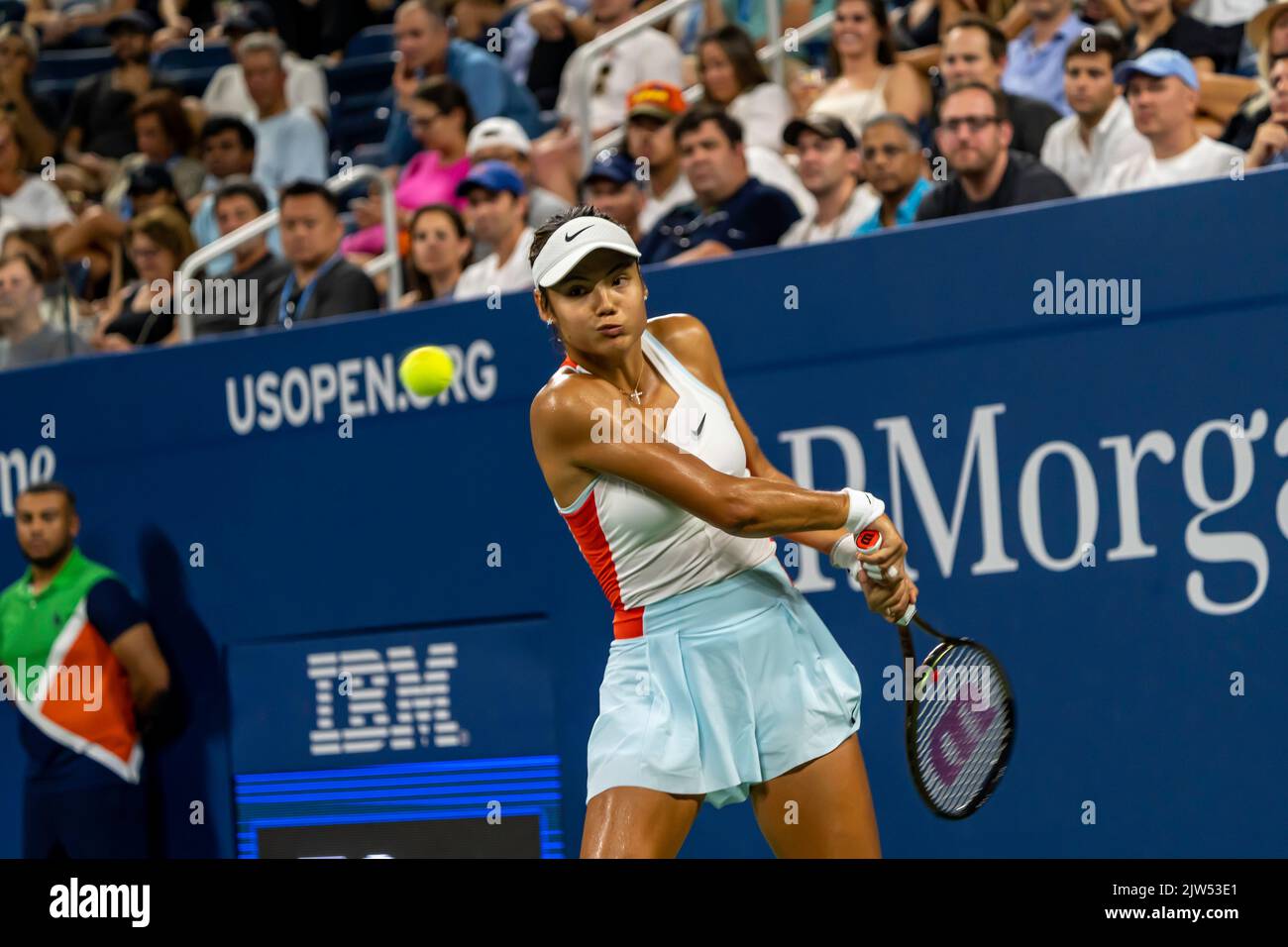 Emma Raducanu (GBR) during her first round loss at the 2022 US Open ...
