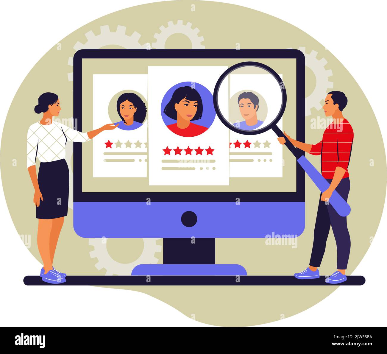 Customer review concept. User feedback. Evaluation of an employee. Star rating. Vector ...