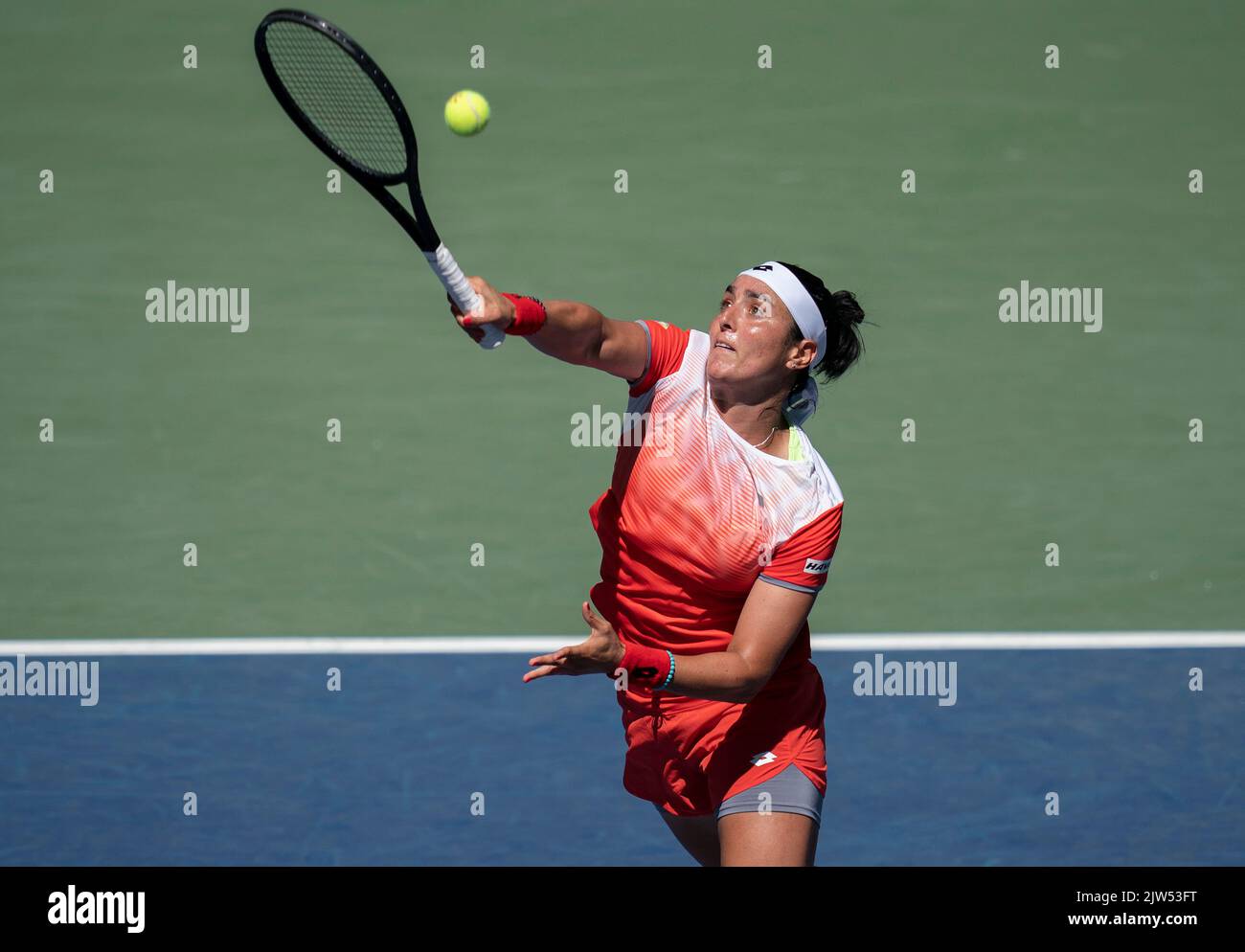 Sept. 2, 2022; New York, NY, USA; Ons Jabeur (TUN) in her match against ...