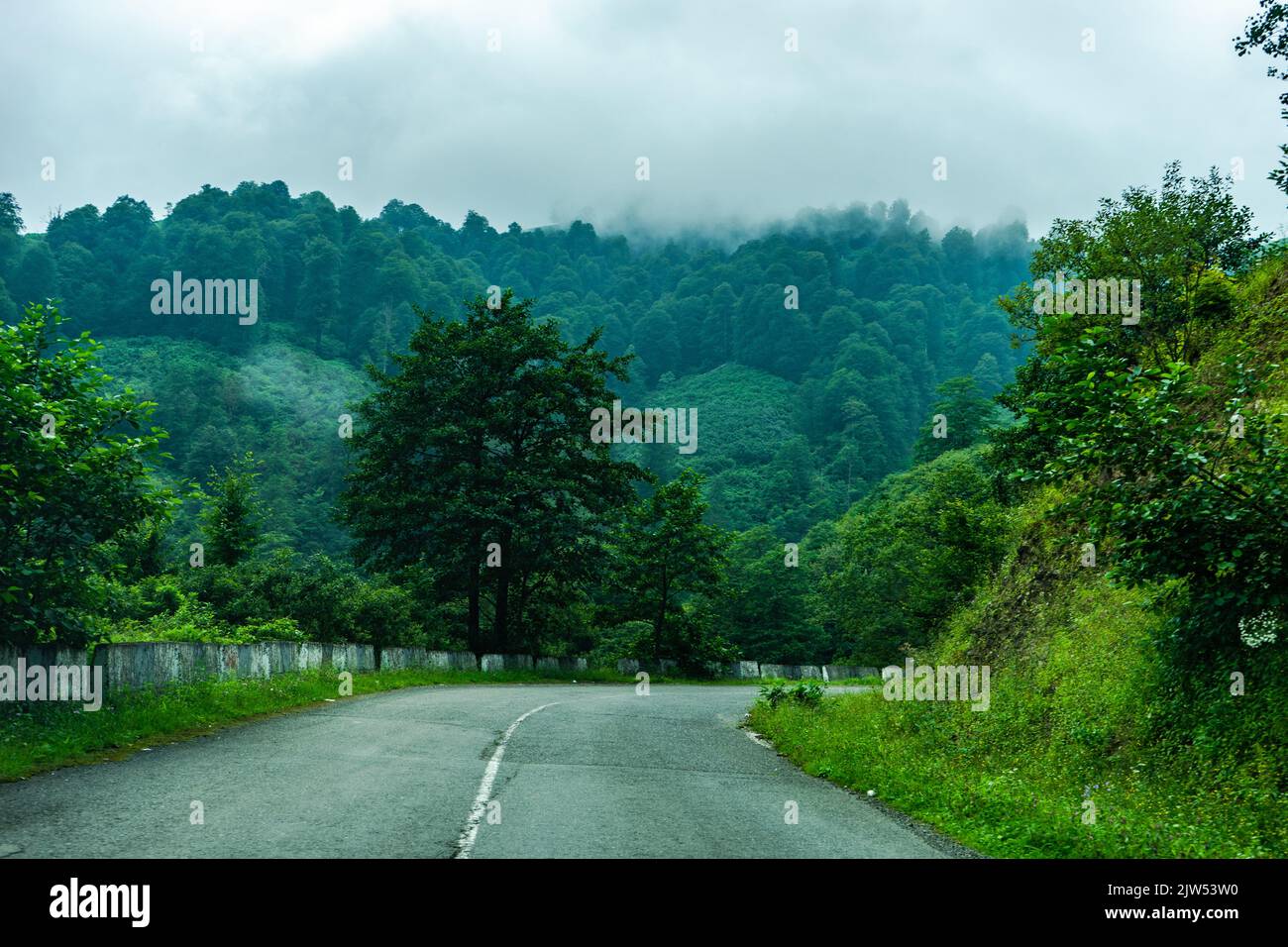 Mountain landscape in famous recreation zone of Guria region in western ...
