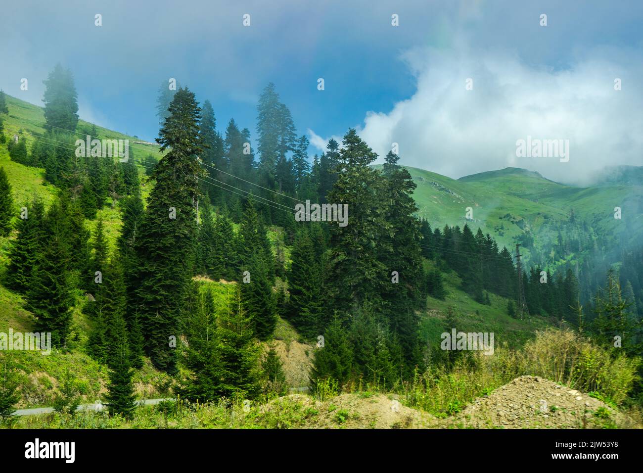 Mountain landscape in famous recreation zone of Guria region in western ...