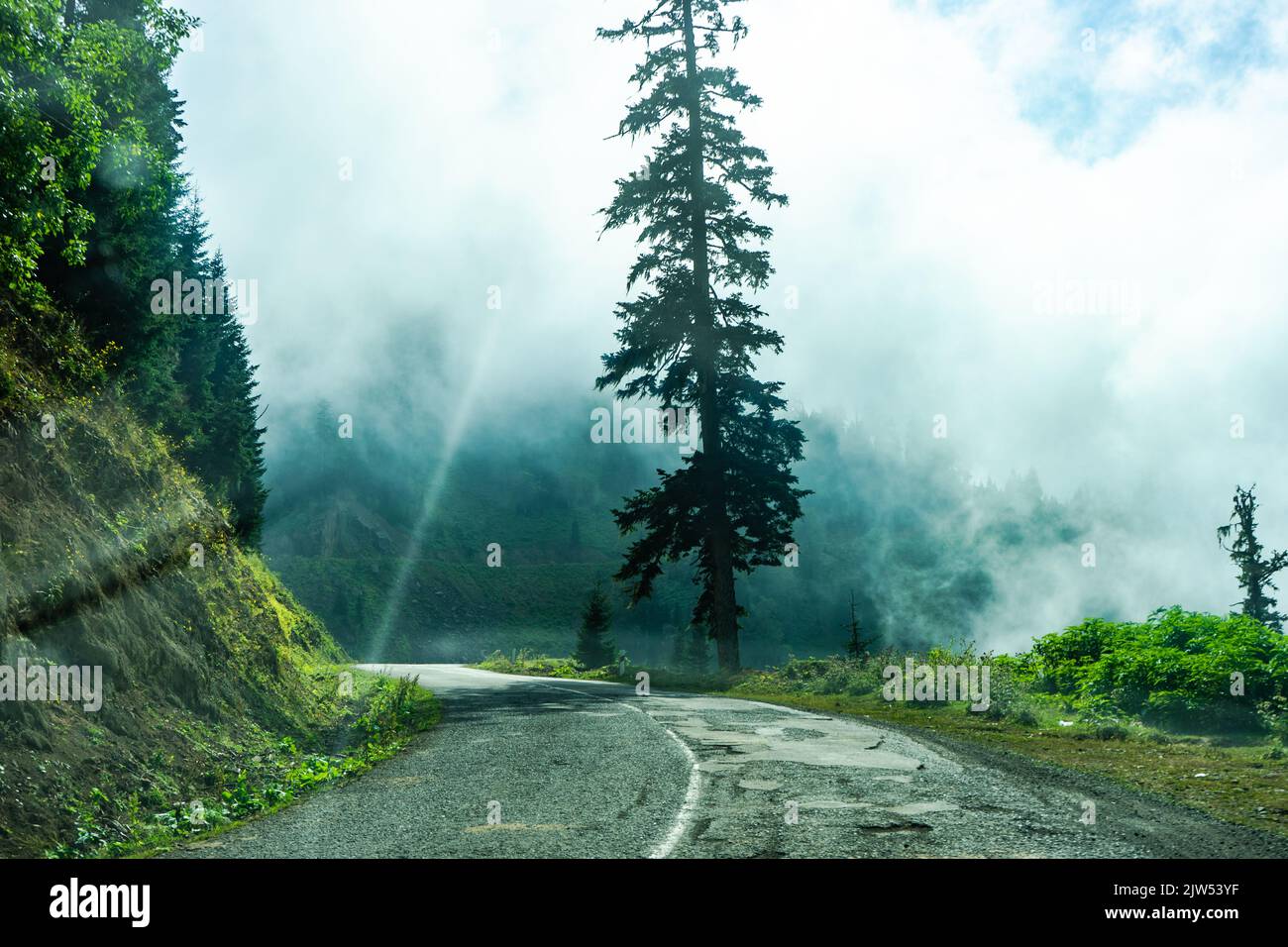 Mountain landscape in famous recreation zone of Guria region in western ...