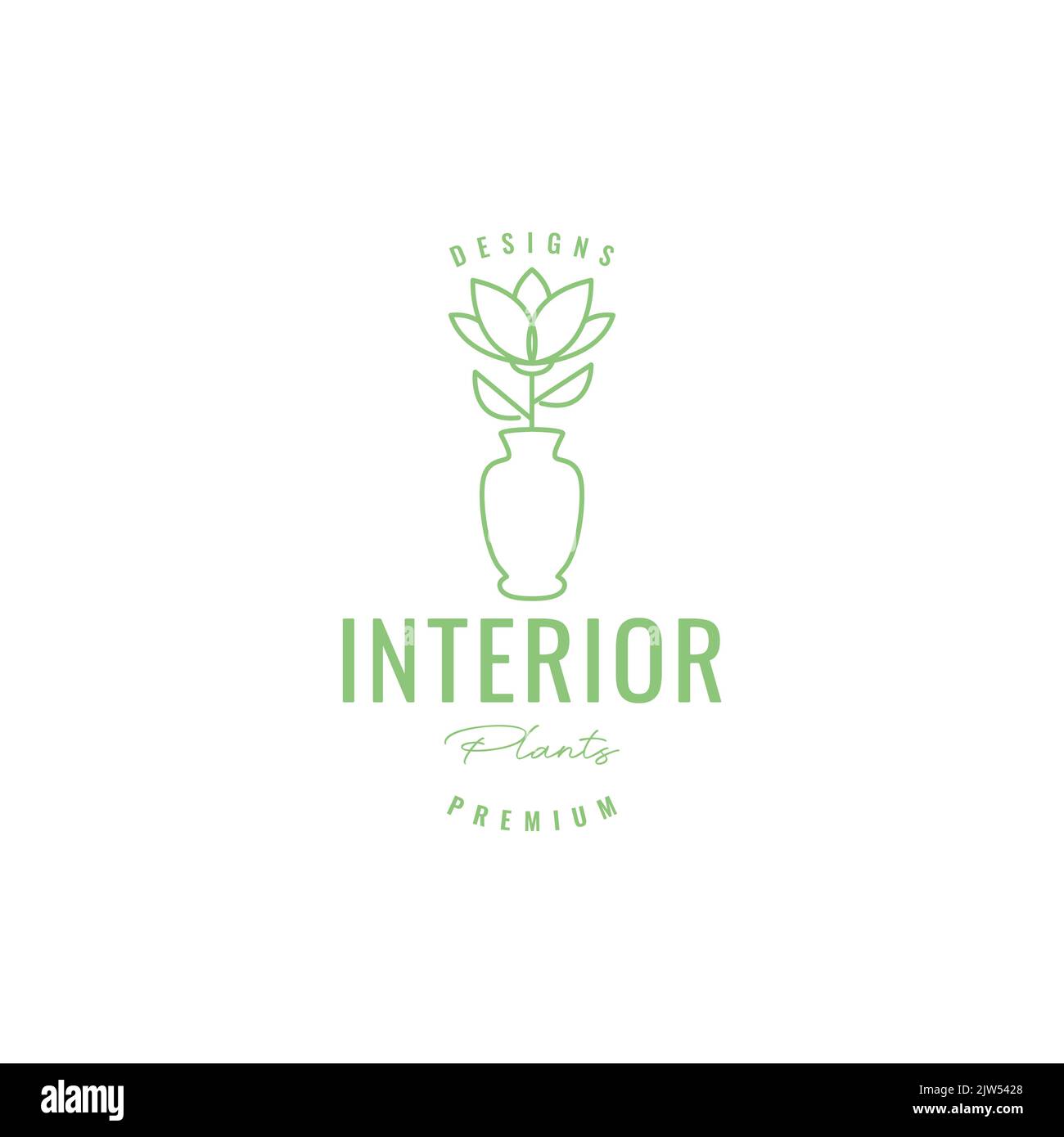 vase plant with flower decorative minimalist logo design Stock Vector ...