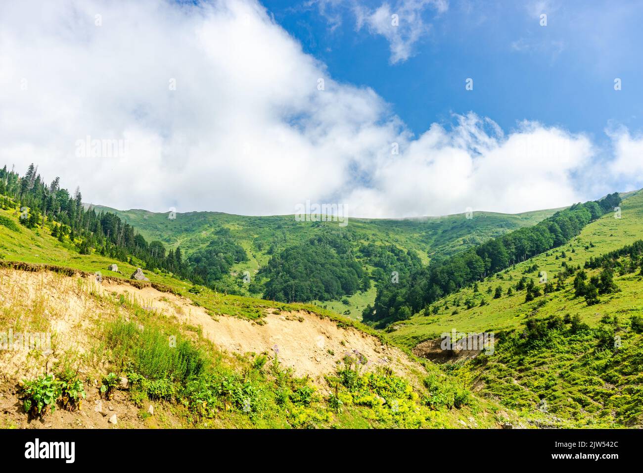 Mountain landscape in famous recreation zone of Guria region in western ...