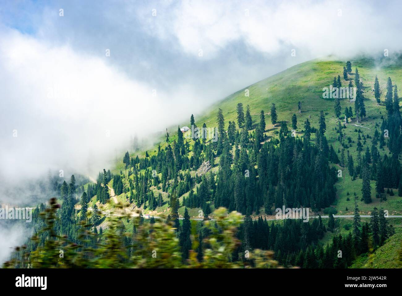 Mountain landscape in famous recreation zone of Guria region in western ...