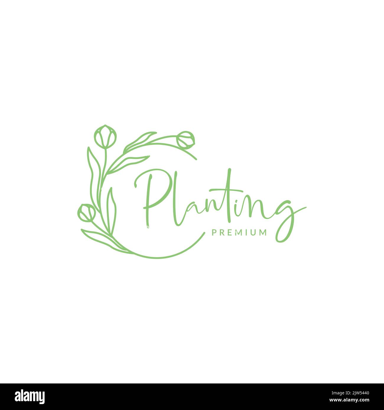 minimal art circle vines leaves gardening logo design Stock Vector ...