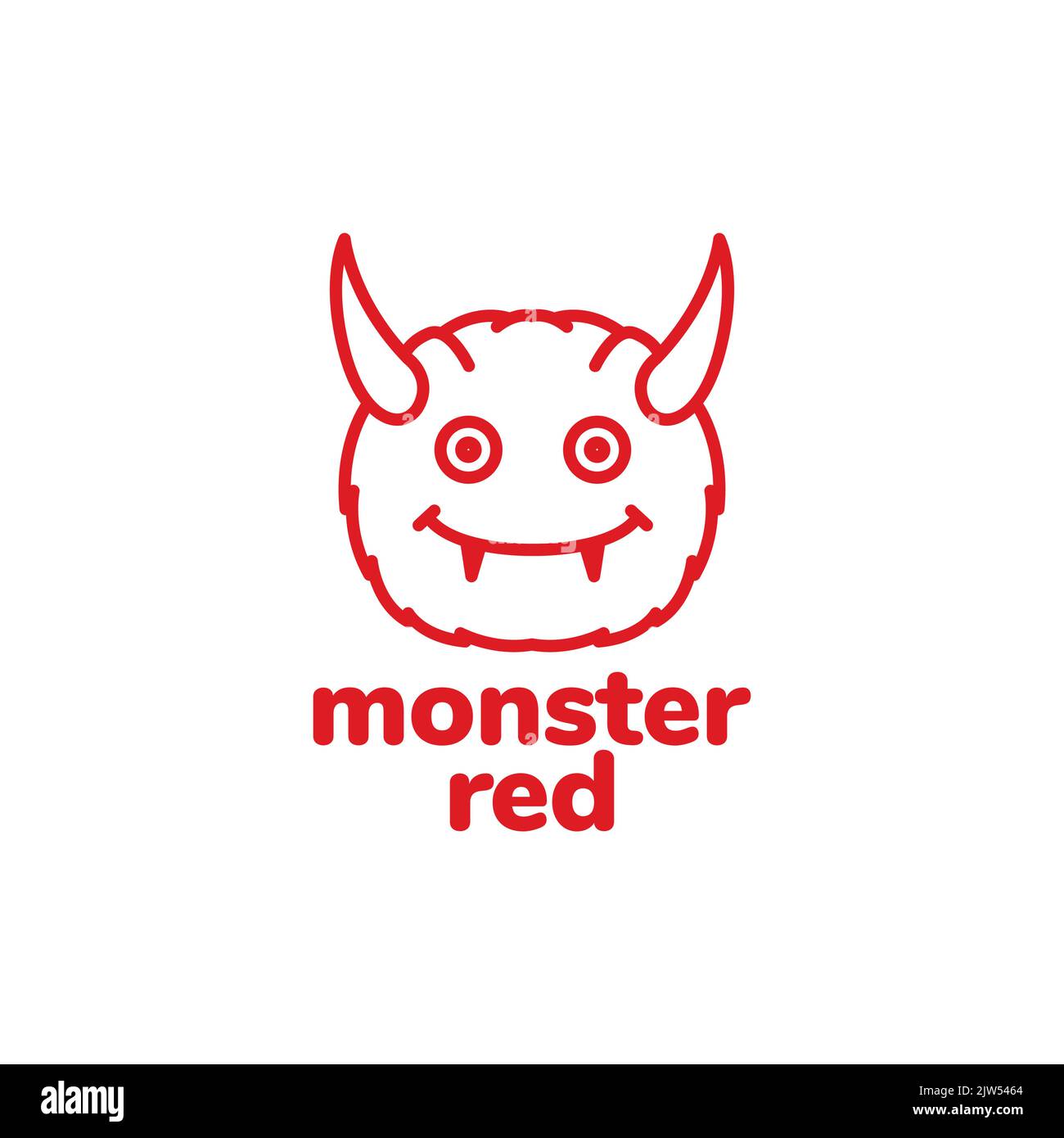 red cute monster with horn logo design Stock Vector Image & Art - Alamy