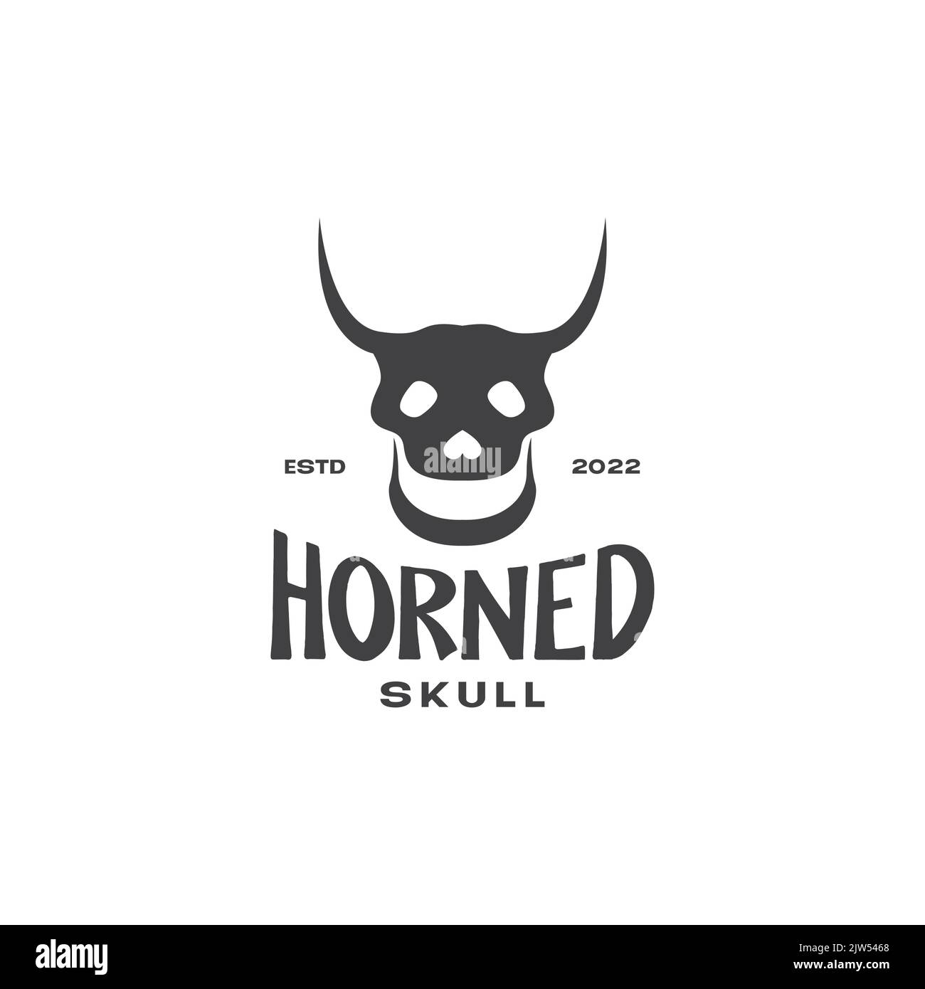skull with horn smile vintage logo design Stock Vector Image & Art - Alamy