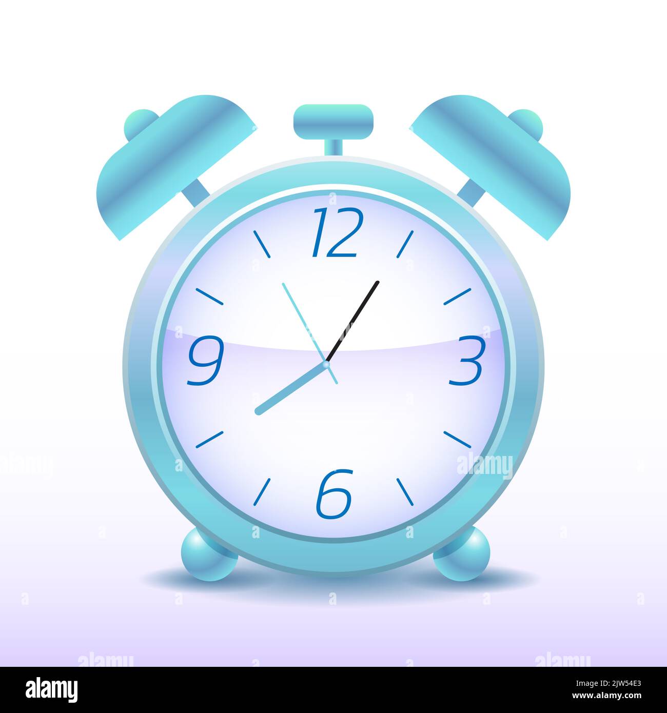 Blue vintage alarm clock on white background, vector illustration Stock ...