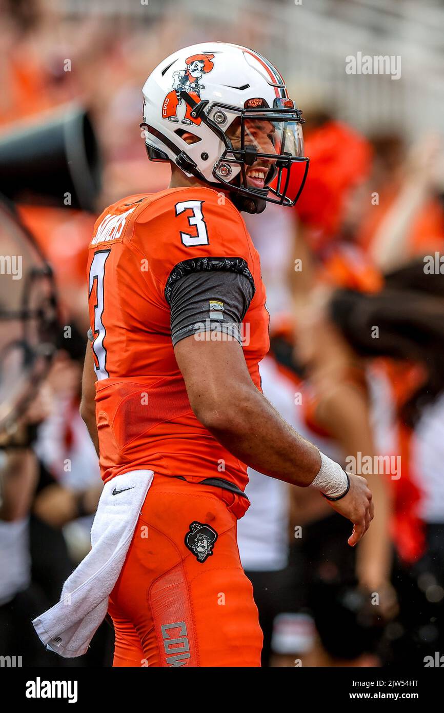 Stillwater, OK, USA. 01st Sep, 2022. Oklahoma State quarterback Spencer ...