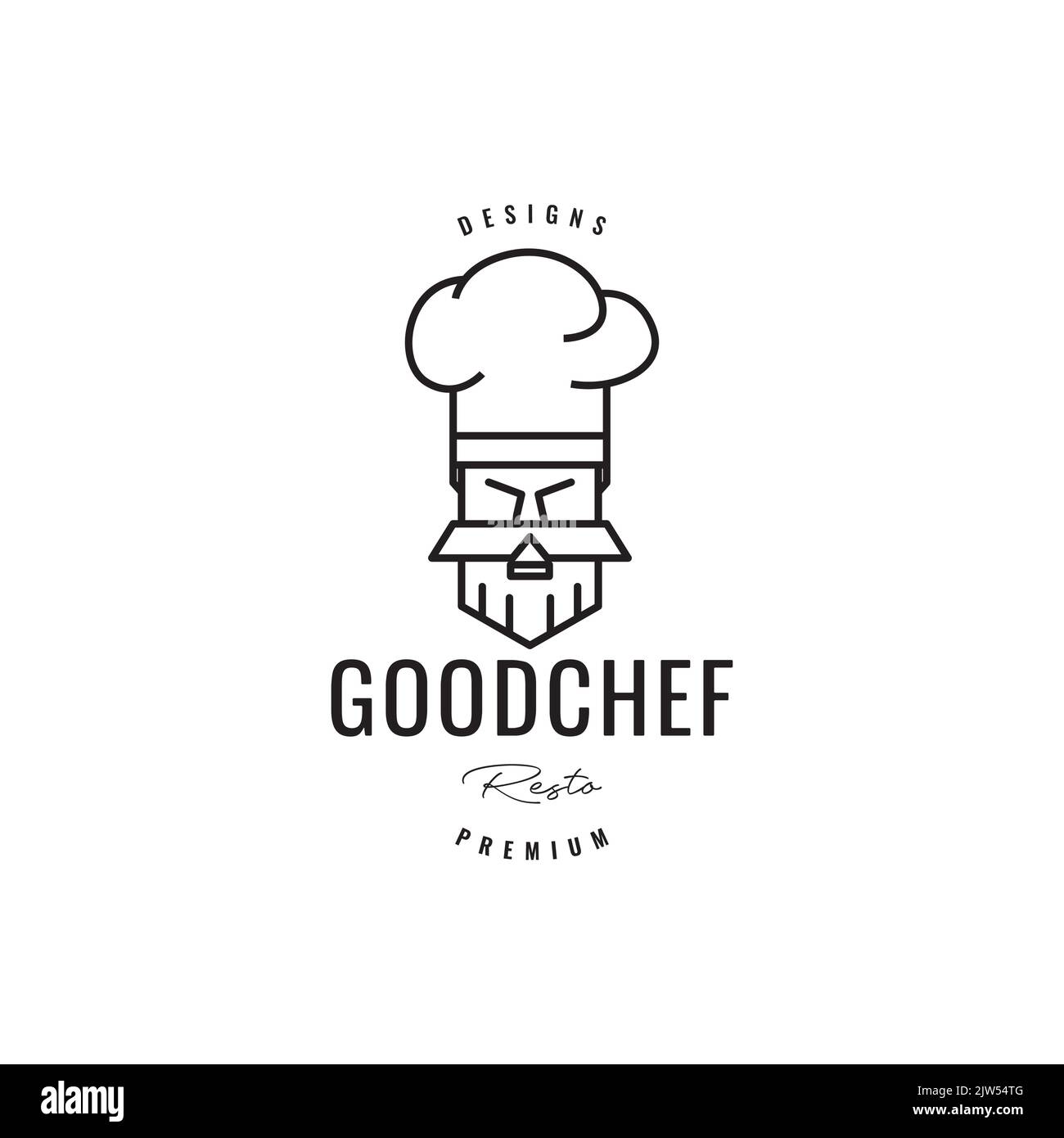 face bearded with hat chef logo design Stock Vector Image & Art - Alamy