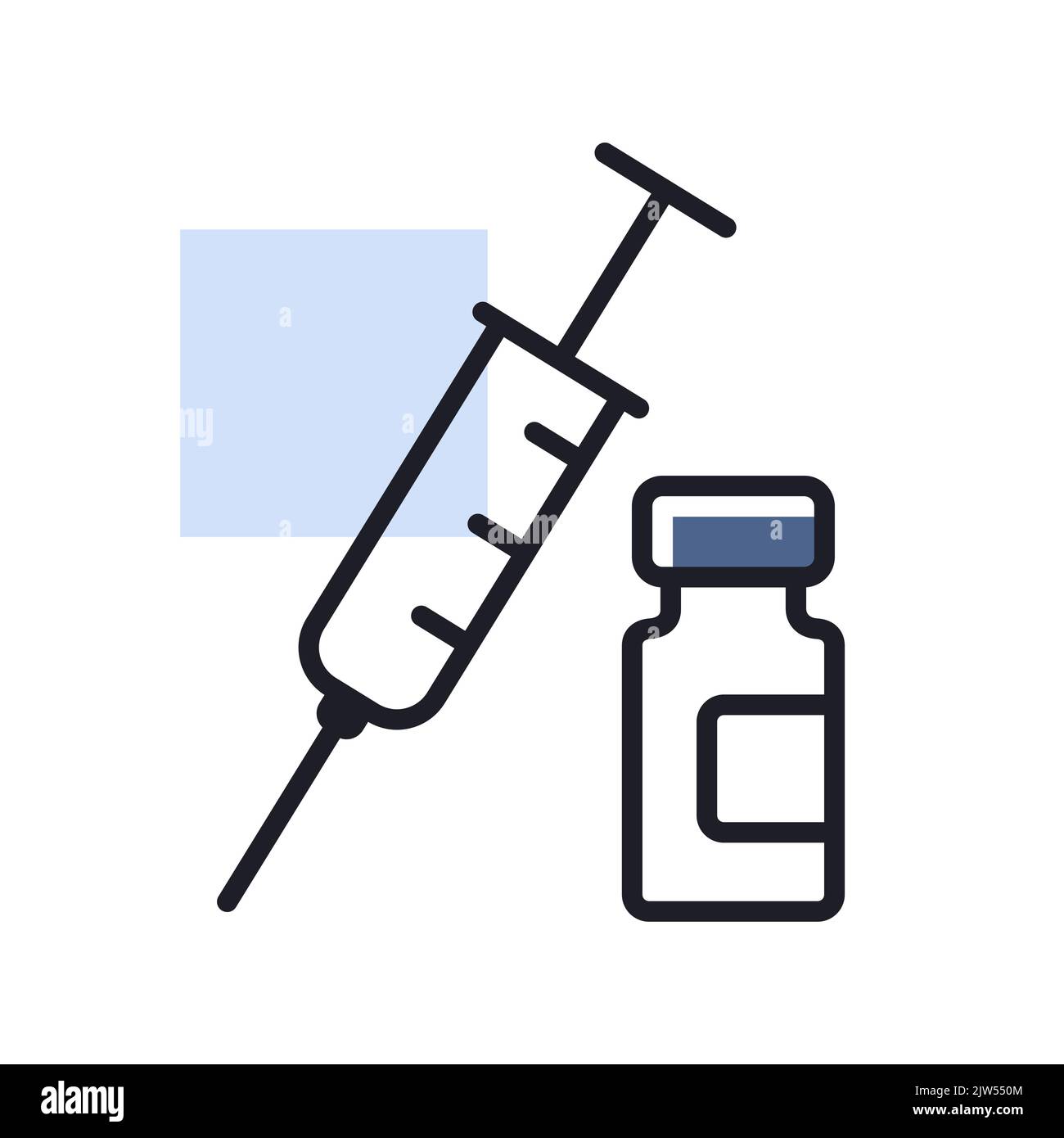 Medical ampoule and syringe vector icon. Medical sign. Graph symbol for ...