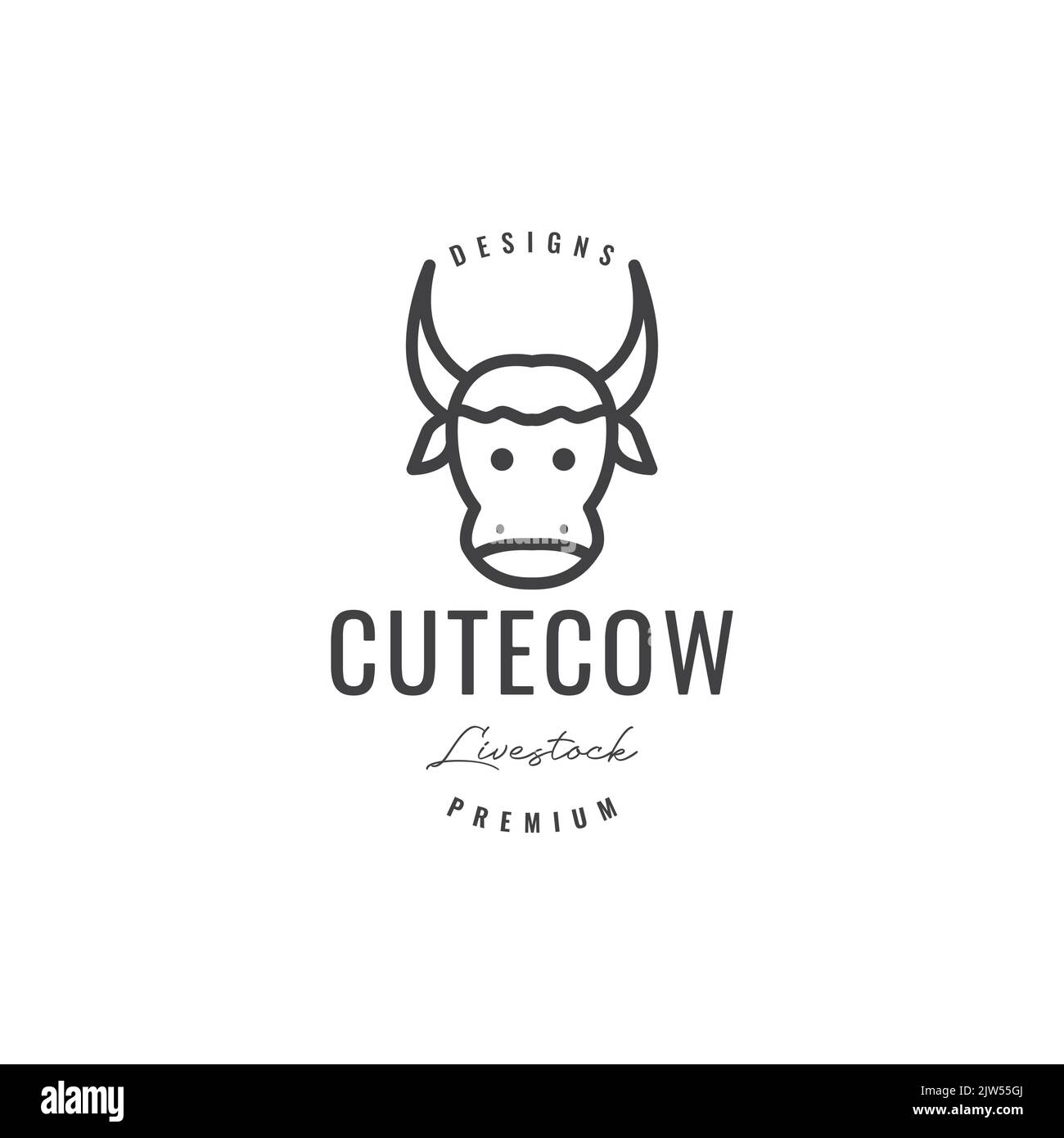 face cute cow horn lines logo design Stock Vector Image & Art - Alamy