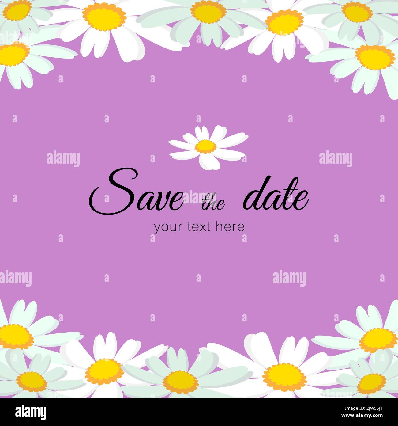 Flower frame. Floral frame with Daisy flowers. Botanical design for cards, invitations ...