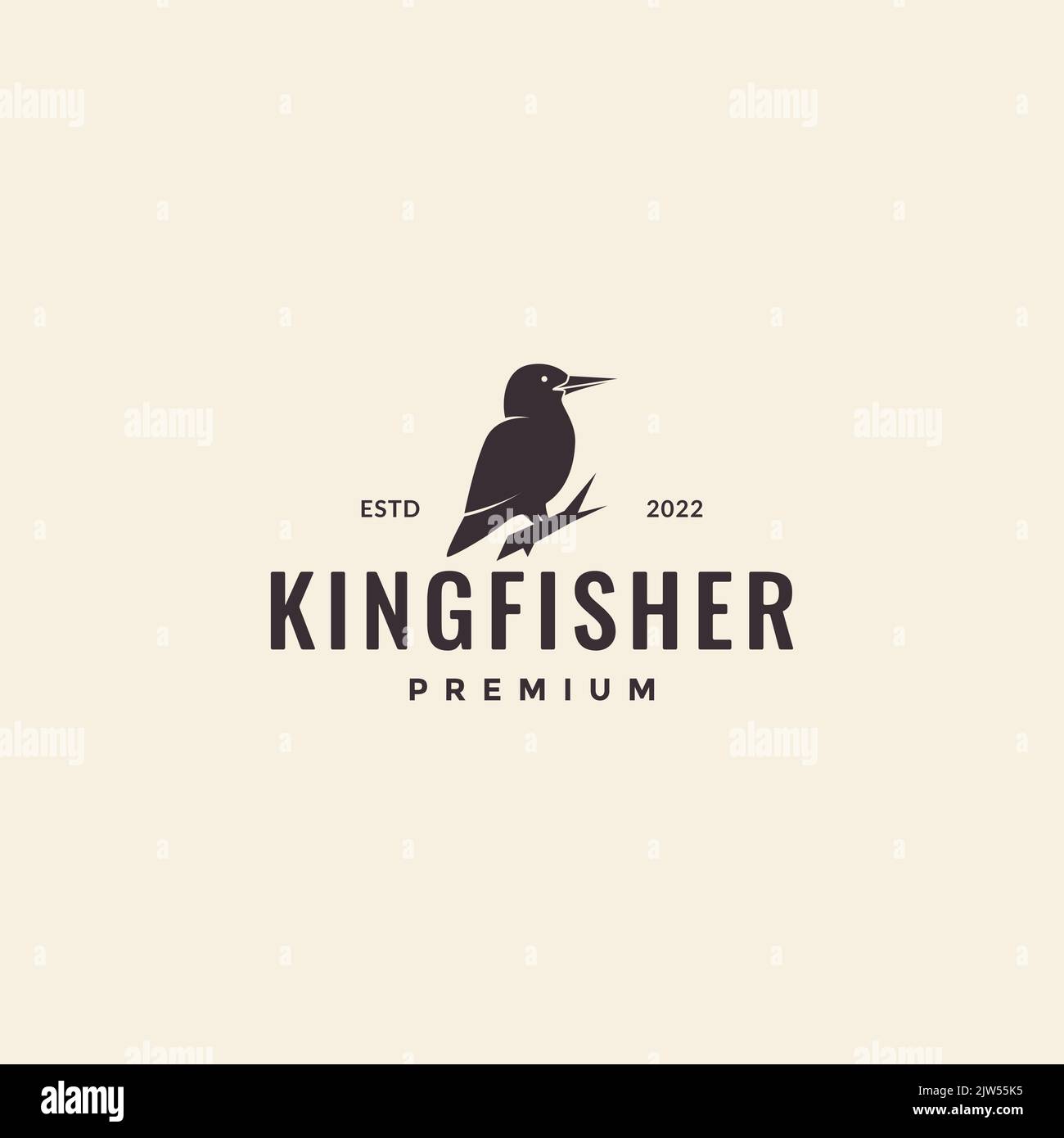 kingfisher bird hipster vintage logo design Stock Vector Image & Art ...