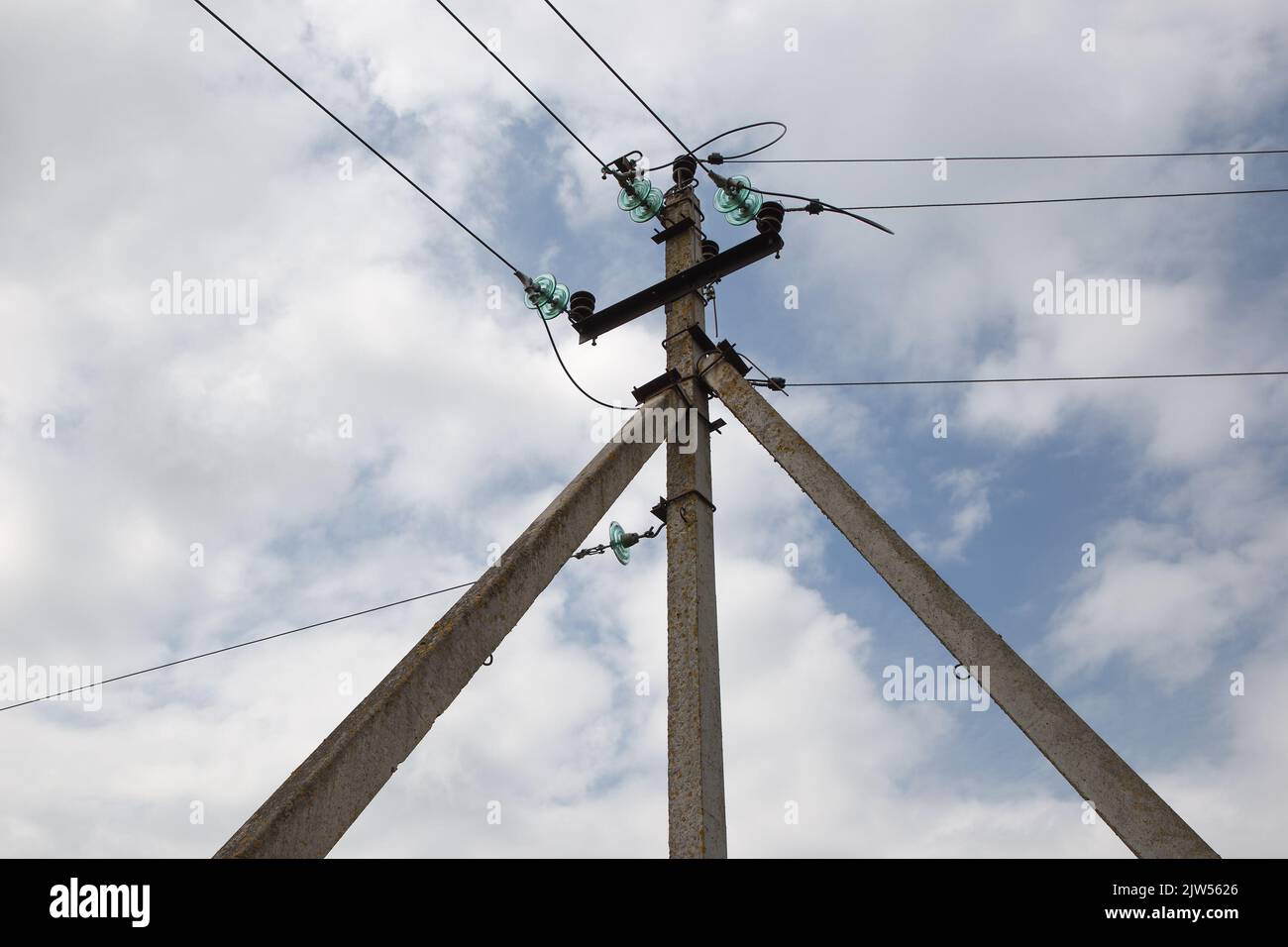 Electricity and lighting. Power line pylon in the countryside Stock ...