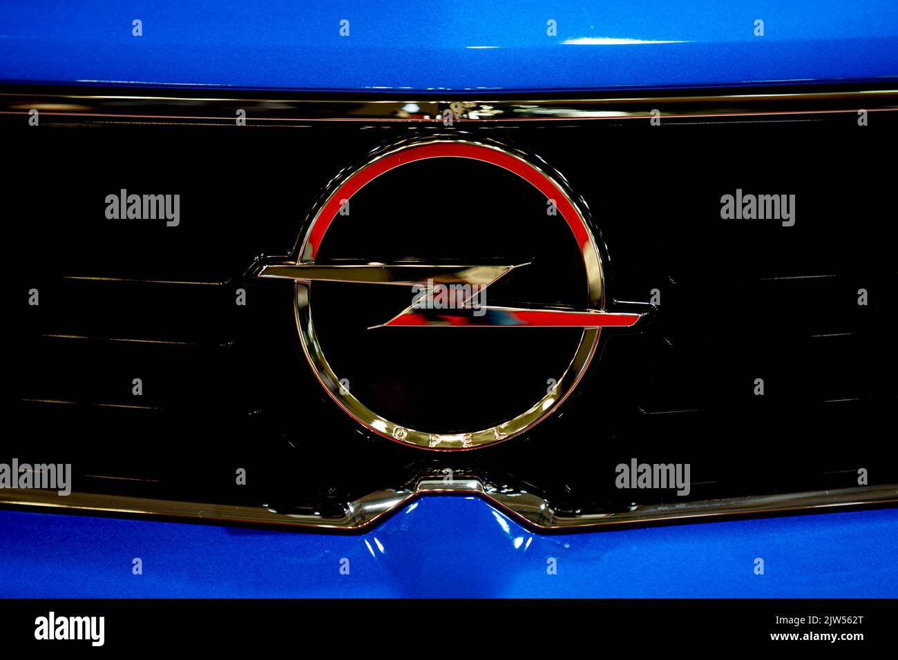 Sofia, Bulgaria - 3 June, 2022: Close-up of Opel logo is seen at Sofia ...
