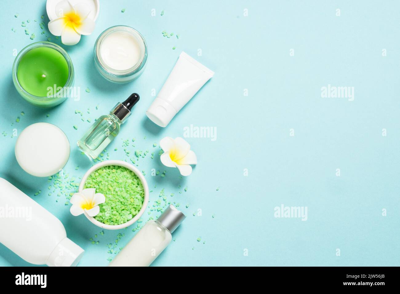 Spa background at blue, flat lay Stock Photo - Alamy