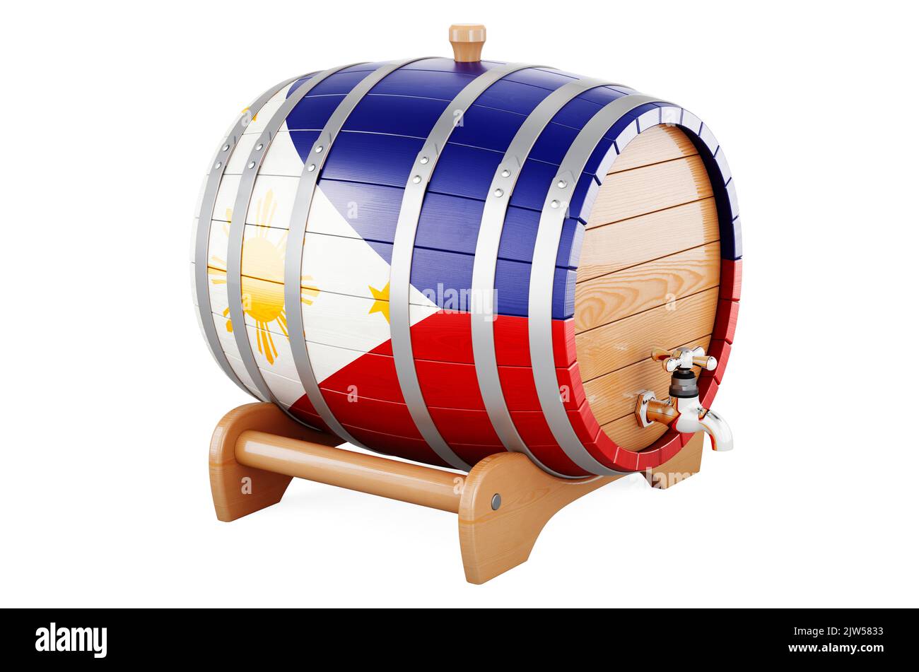 Wooden barrel with Filipino flag, 3D rendering isolated on white ...