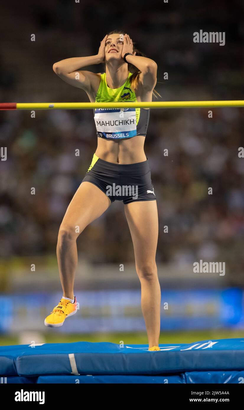 Yaroslava Mahuchikh of Ukraine competing in the women’s high jump at ...