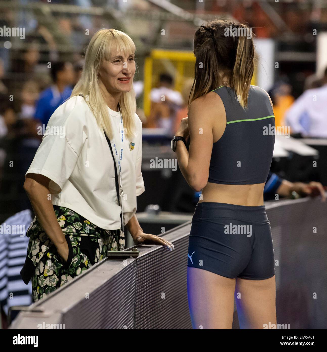 Yaroslava Mahuchikh and Tetyana Stepanova (Coach) of Ukraine competing ...