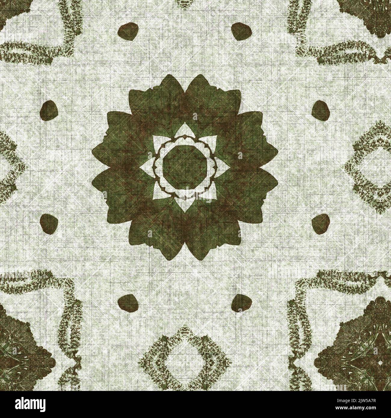 Foliage green kaleidoscope seamless texture pattern. Trendy optic fresh ...