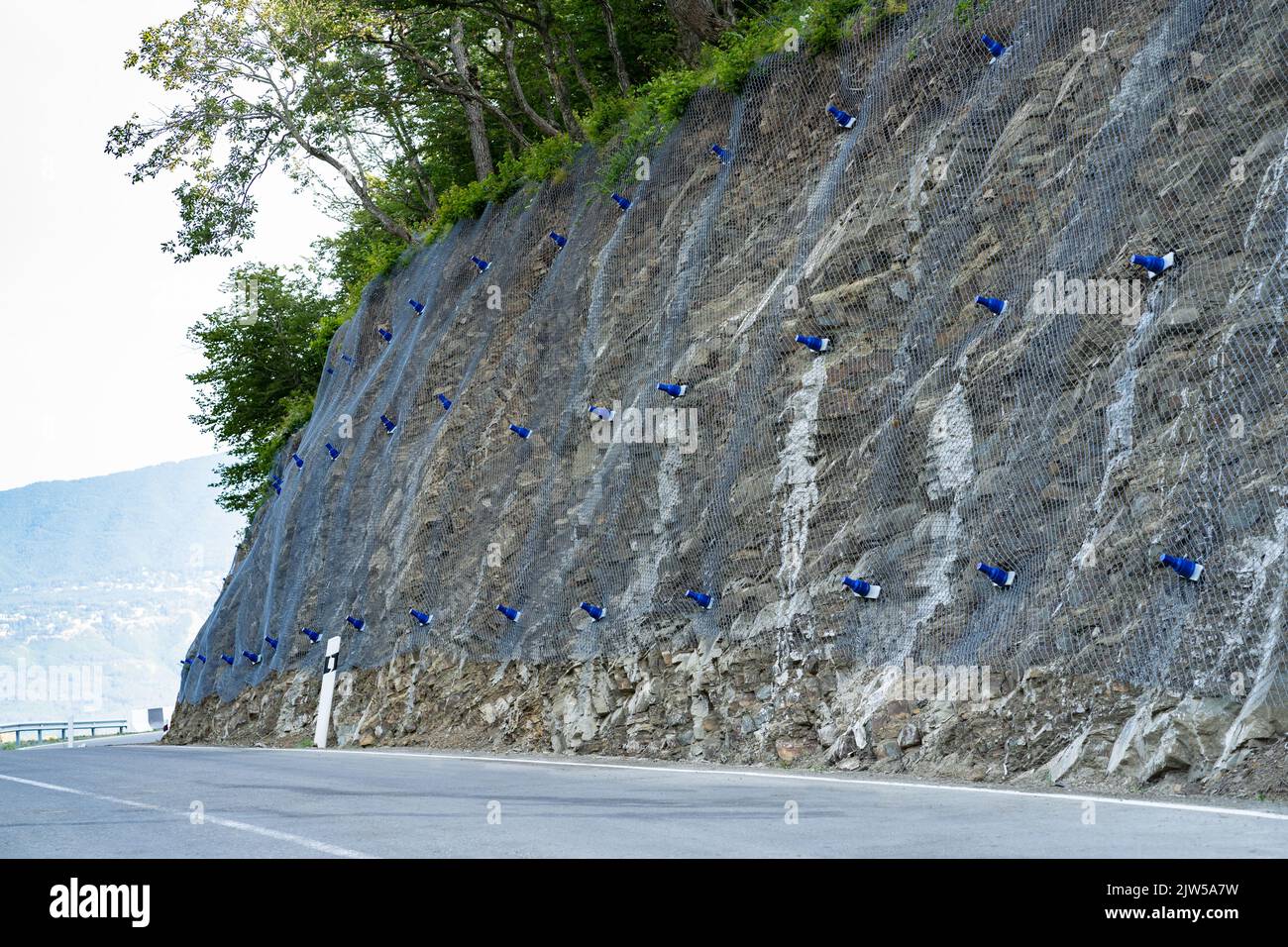Landslide and rock sliding prevention in Georgia, reinforcing mountain ...