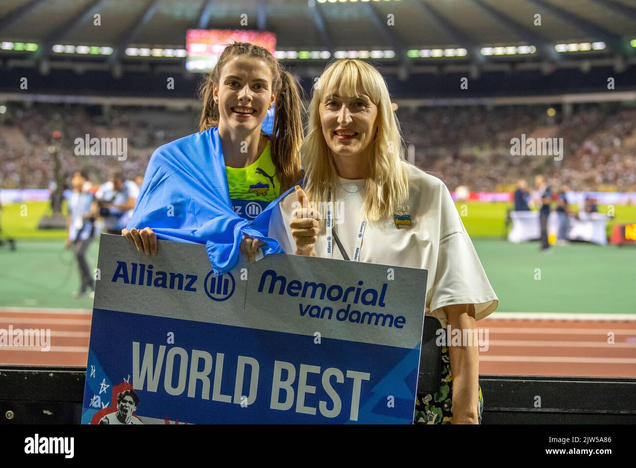 Yaroslava Mahuchikh and Tetyana Stepanova (Coach) of Ukraine competing ...