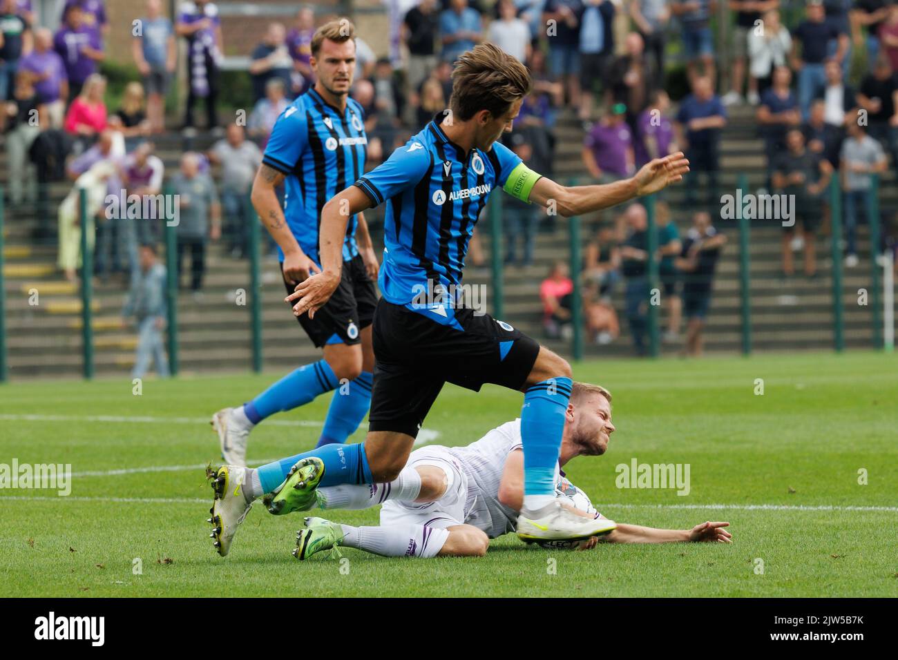Club NXT's Lynnt Audoor and Beerschot's Dante Rigo fight for the ball ...