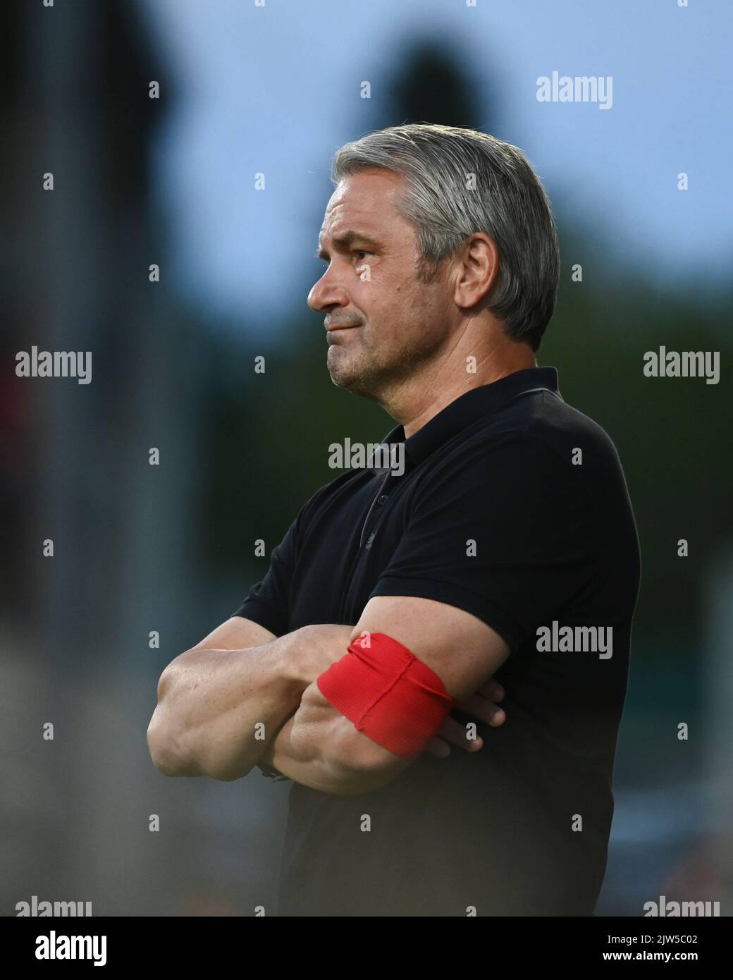 Eupen's head coach Bernd Storck reacts during a soccer match between ...