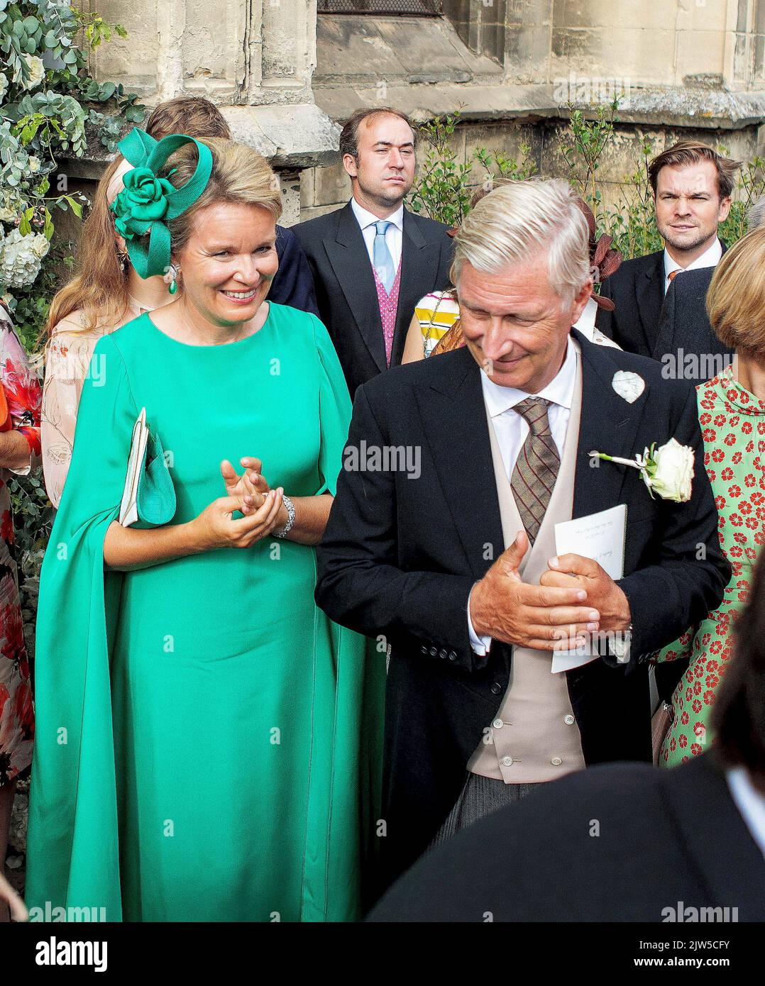 King Filip and Queen Mathilde of Belgium leave at the Eglise Saint ...