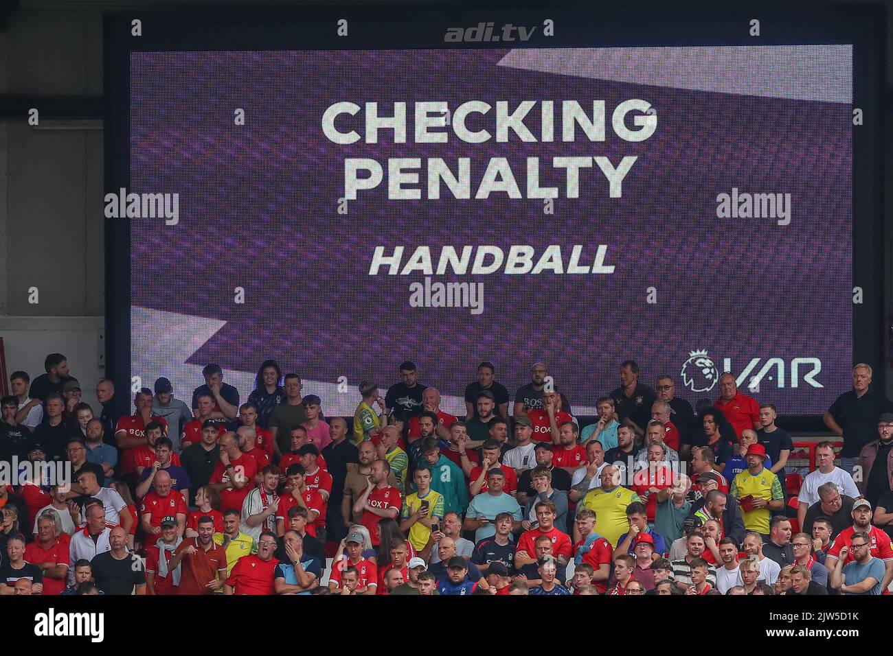 General view of the VAR screen during the Premier League match ...