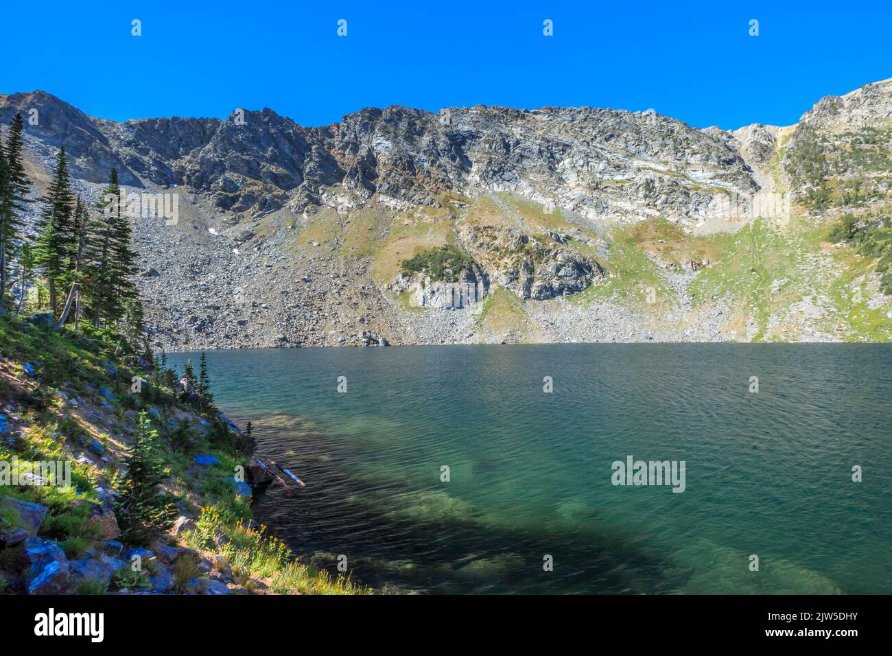cliff lake below belle point in the tobacco root mountains near ...