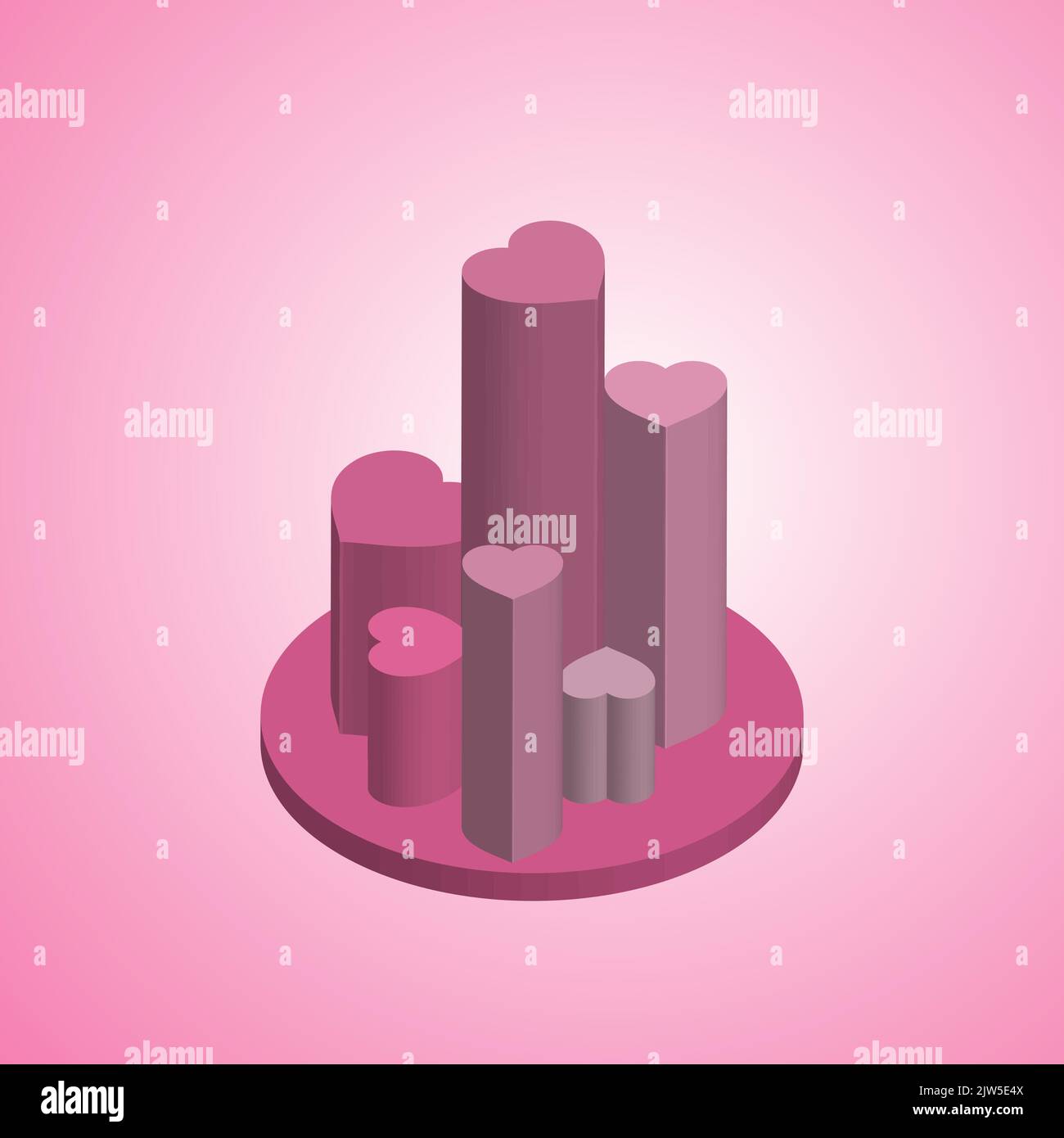 3D Hearts vector icon Illustration. Valentine's day romance symbols ...
