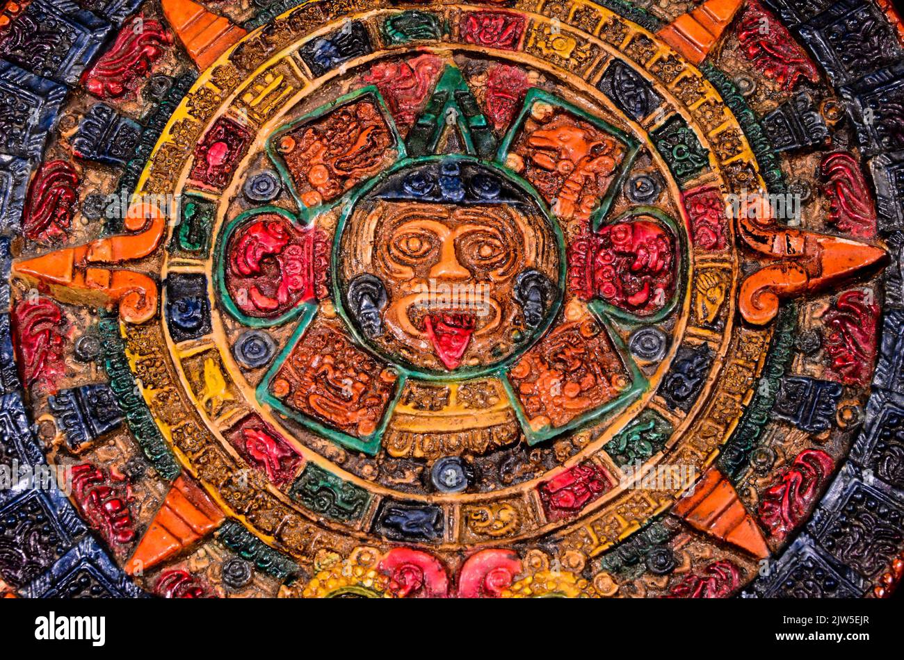A typical colorful clay Mayan calendar Stock Photo - Alamy