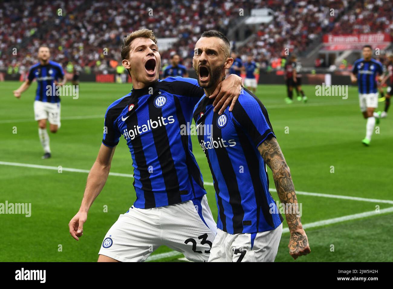 Marcelo Brozovic (Inter)Nicolo Barella (Inter) celebrates after scoring ...