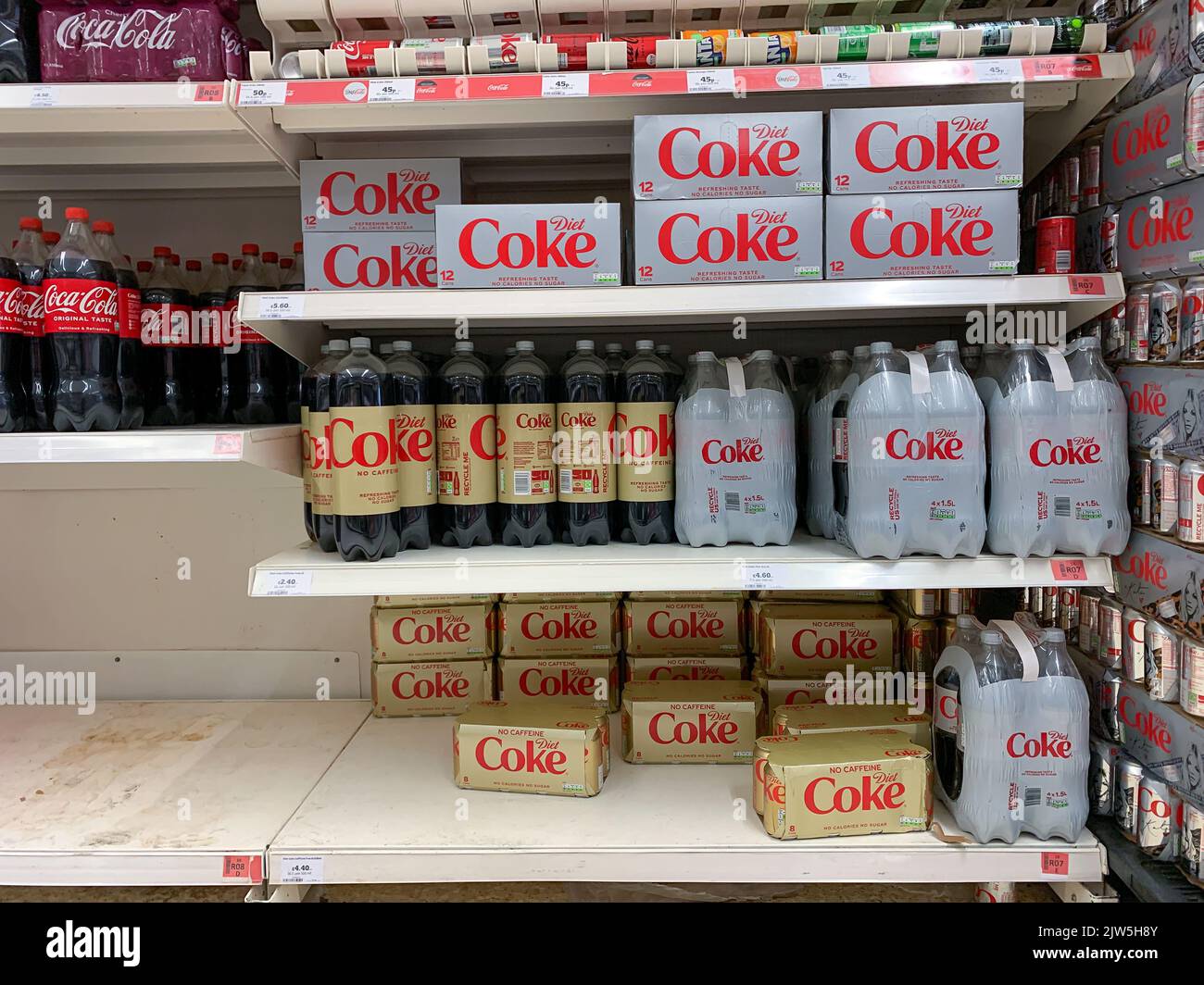 Taplow, Buckinghamshire, UK. 3rd September, 2022. Diet Coke for sale in ...