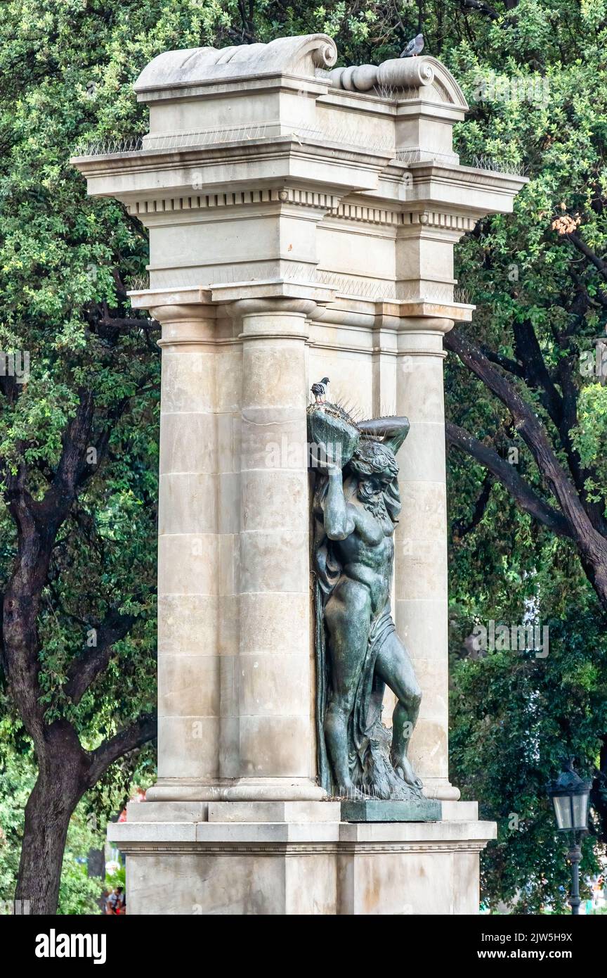 Sculpture of Hercules or Atlas holding the world. The old piece of art ...