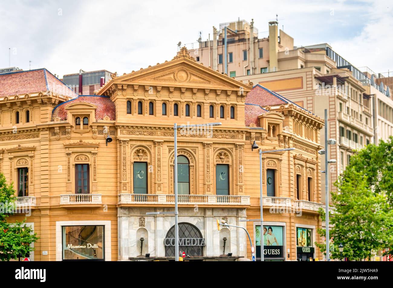 Facade of the Comedia Theater in the intersection of Gran Via and the ...