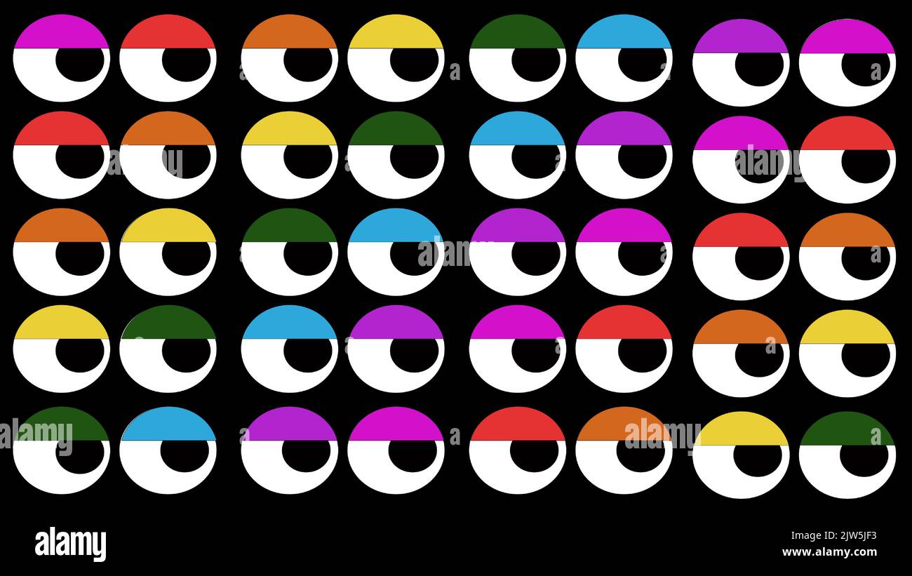 A pattern of eyes with the color of eyelid in rainbow spectrum Stock ...
