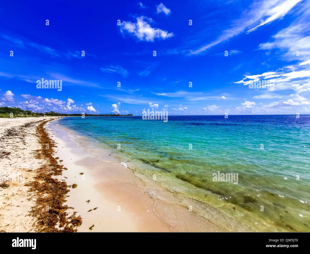 Tropical mexican beach landscape panorama with clear turquoise blue ...