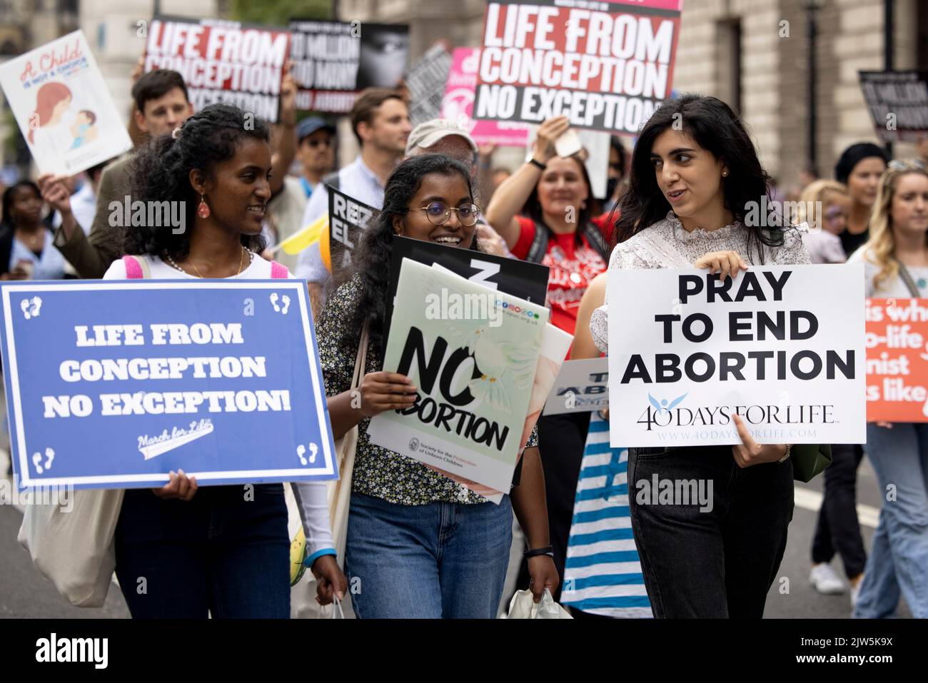 Pro-life female advocates seen holding placards during the March for ...